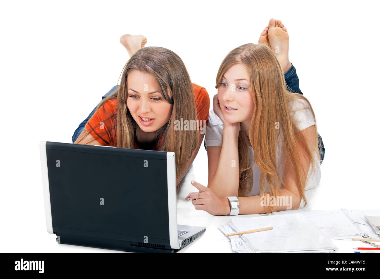 two student girl with laptop Stock Photo - Alamy