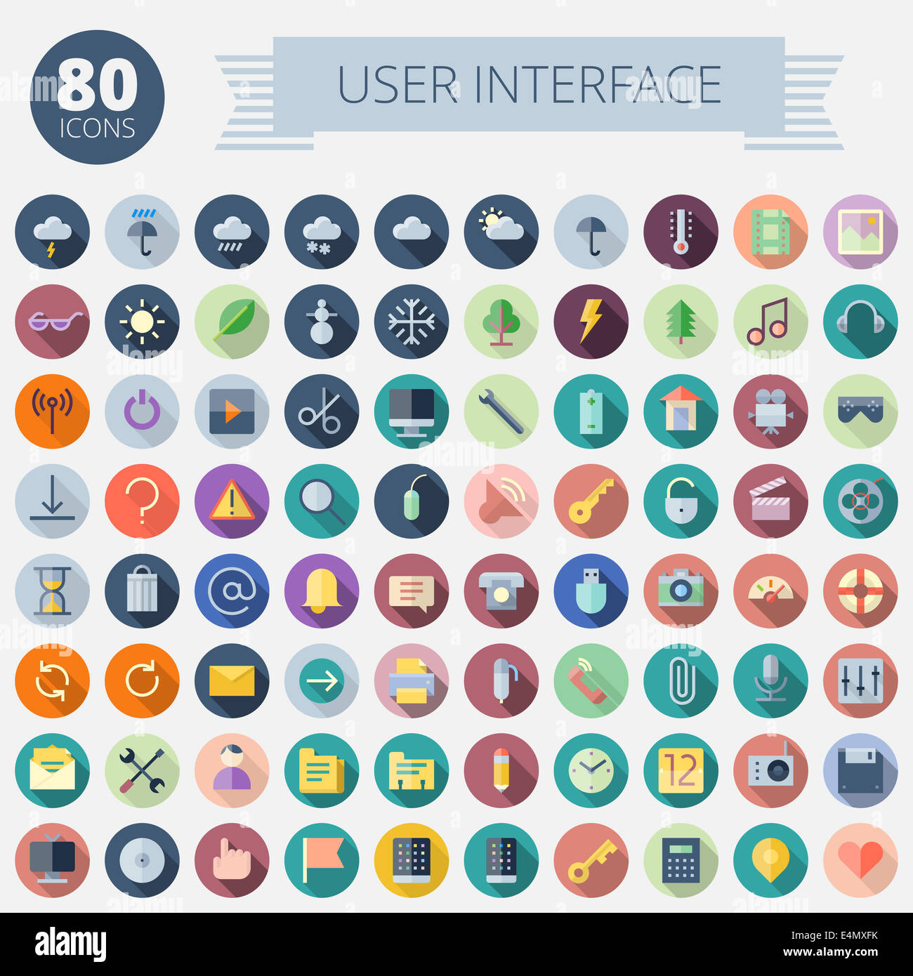 Flat Design Icons For User Interface. Raster version Stock Photo - Alamy