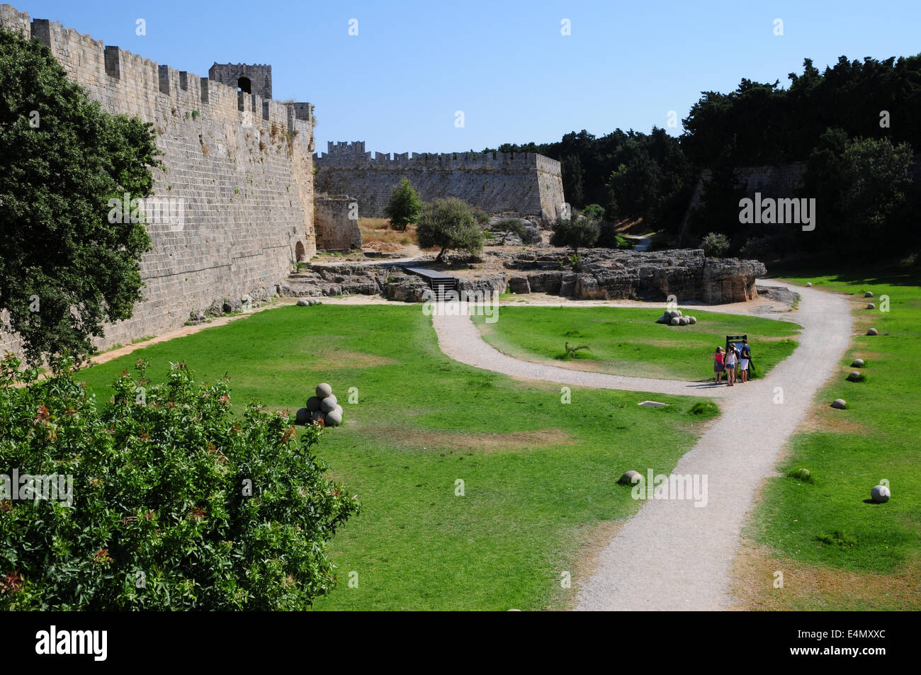 Moat of crusader fortress of Rhodes, Greece Stock Photo - Alamy