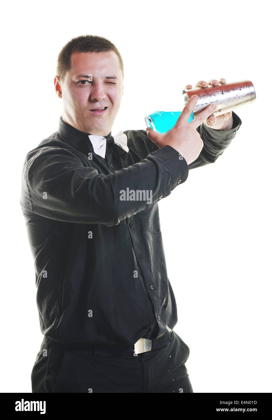 barman portrait isolated on white background Stock Photo - Alamy