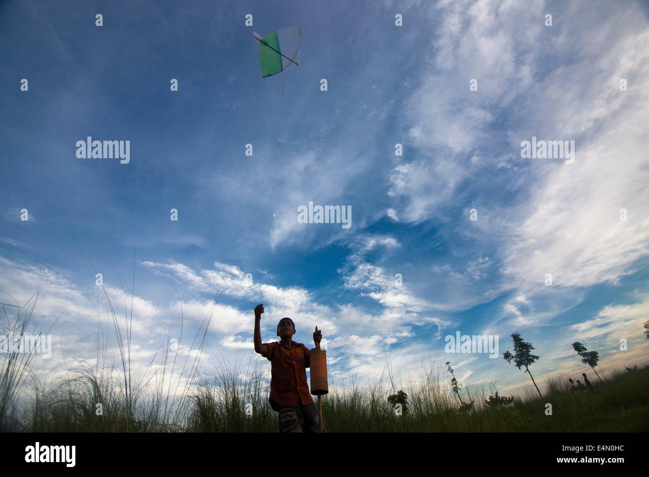 children are playing with kite Stock Photo - Alamy