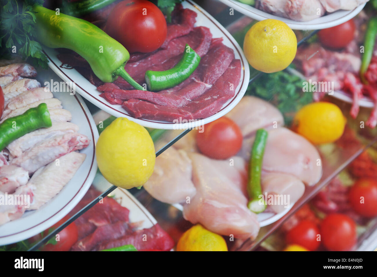 Store window with fresh meat hi-res stock photography and images - Alamy
