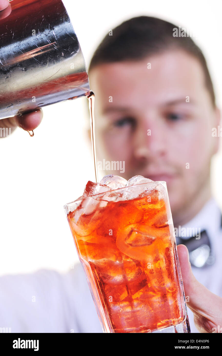 barman portrait isolated on white background Stock Photo - Alamy