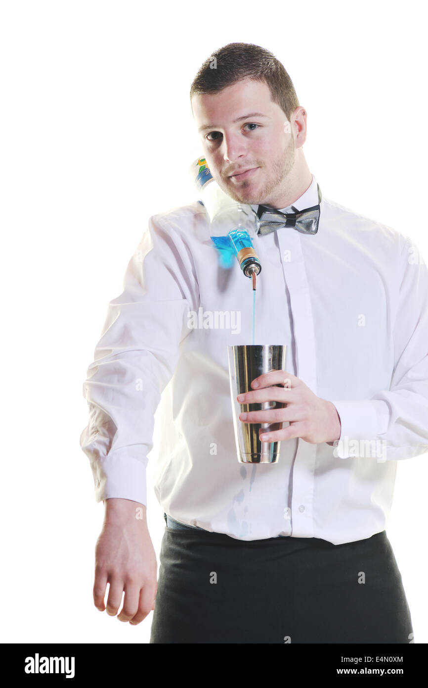 barman portrait isolated on white background Stock Photo - Alamy