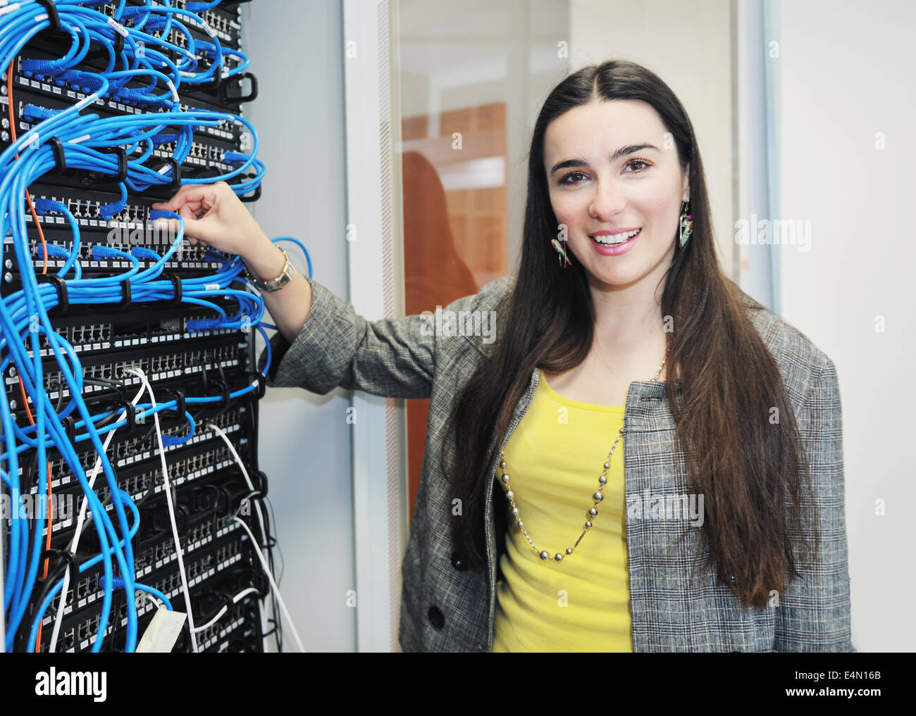 woman it engineer in network server room Stock Photo - Alamy