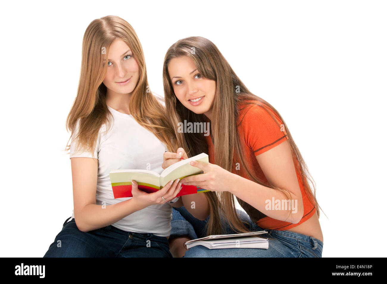 two young happy student girl Stock Photo - Alamy