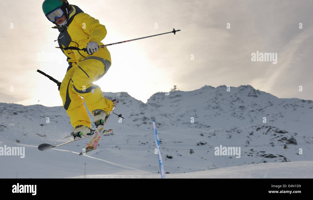 extreme freestyle ski jump Stock Photo - Alamy