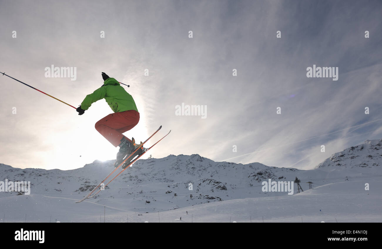 extreme freestyle ski jump Stock Photo - Alamy