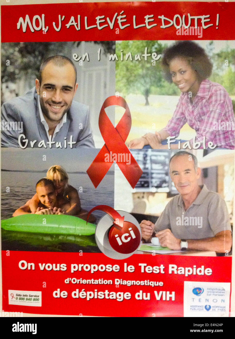 Paris, France, AIDS HIV Testing Campaign poster in French Public ...