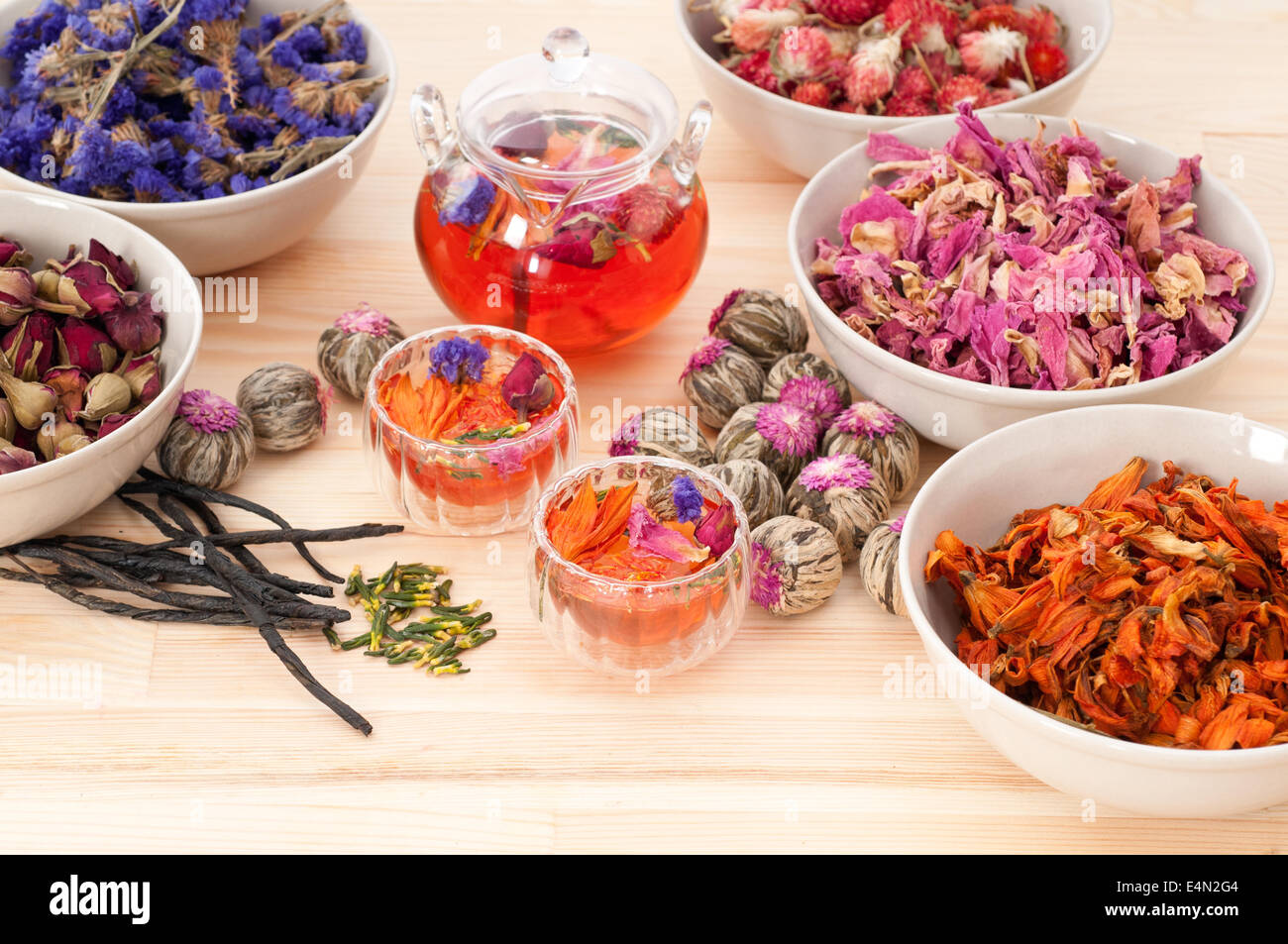 Herbal natural floral tea infusion with dry flower Stock Photo - Alamy