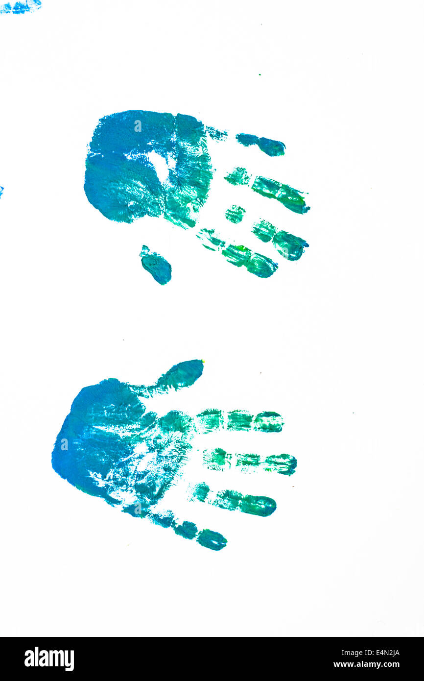 Left and right hand paint on white Stock Photo - Alamy