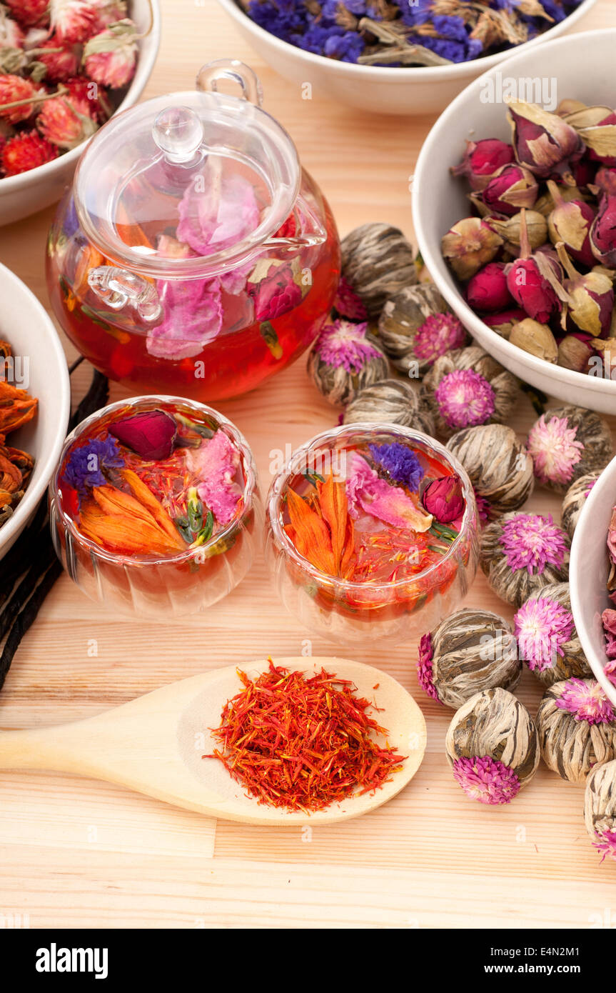 Herbal natural floral tea infusion with dry flower Stock Photo - Alamy