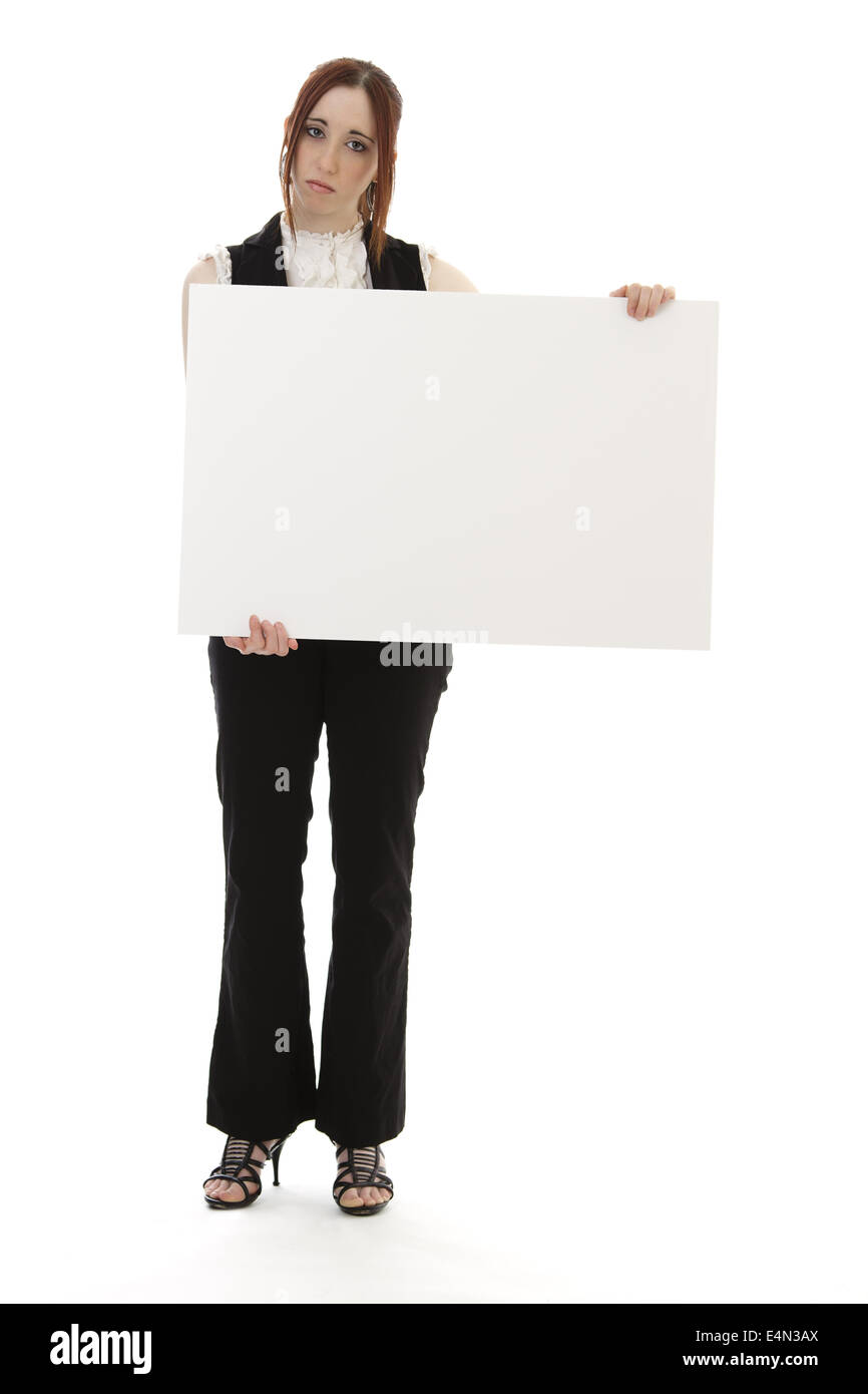 Sad woman with sign Stock Photo - Alamy