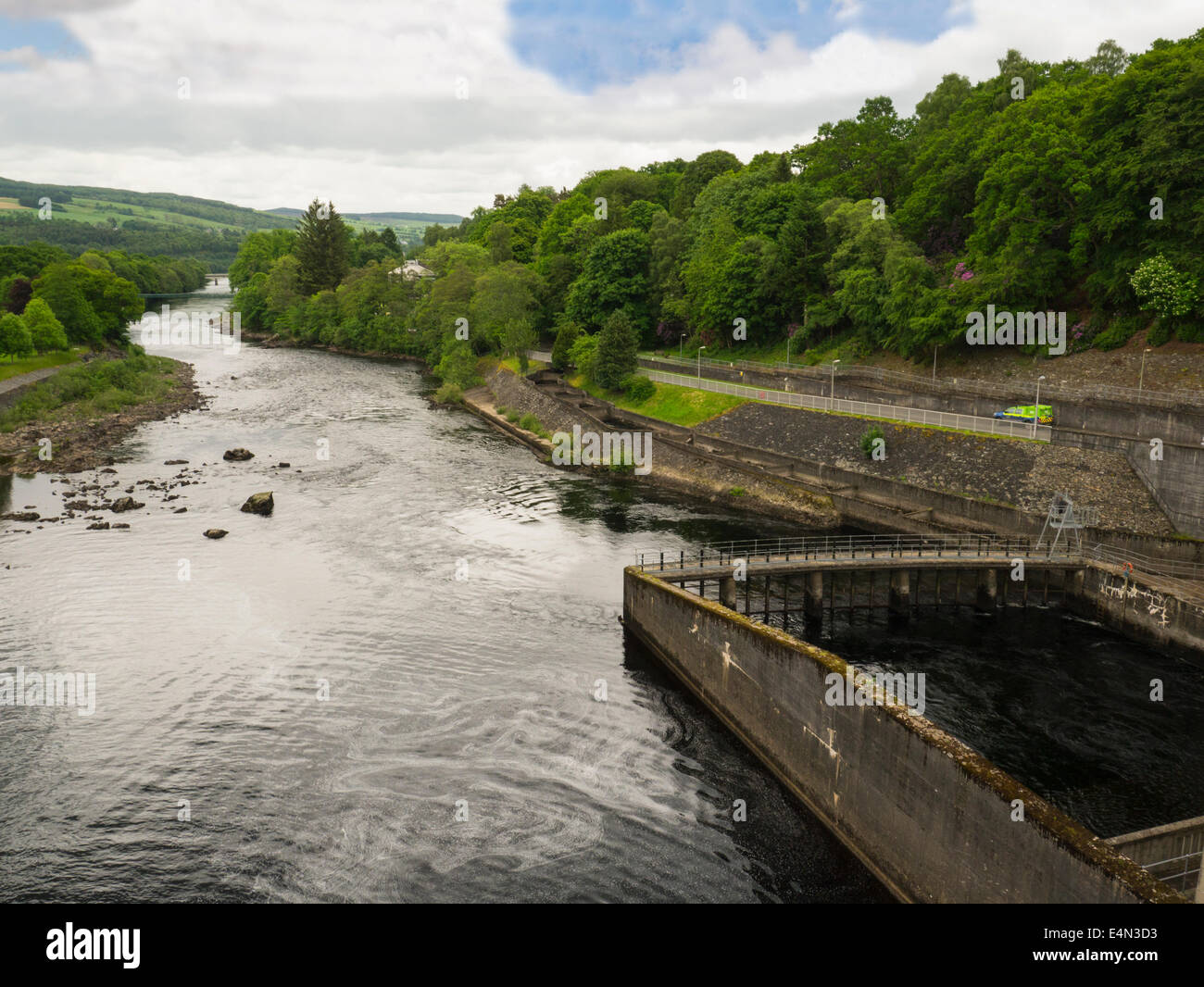 River Tummel and fish ladder of Tummel hydro-electric power scheme ...