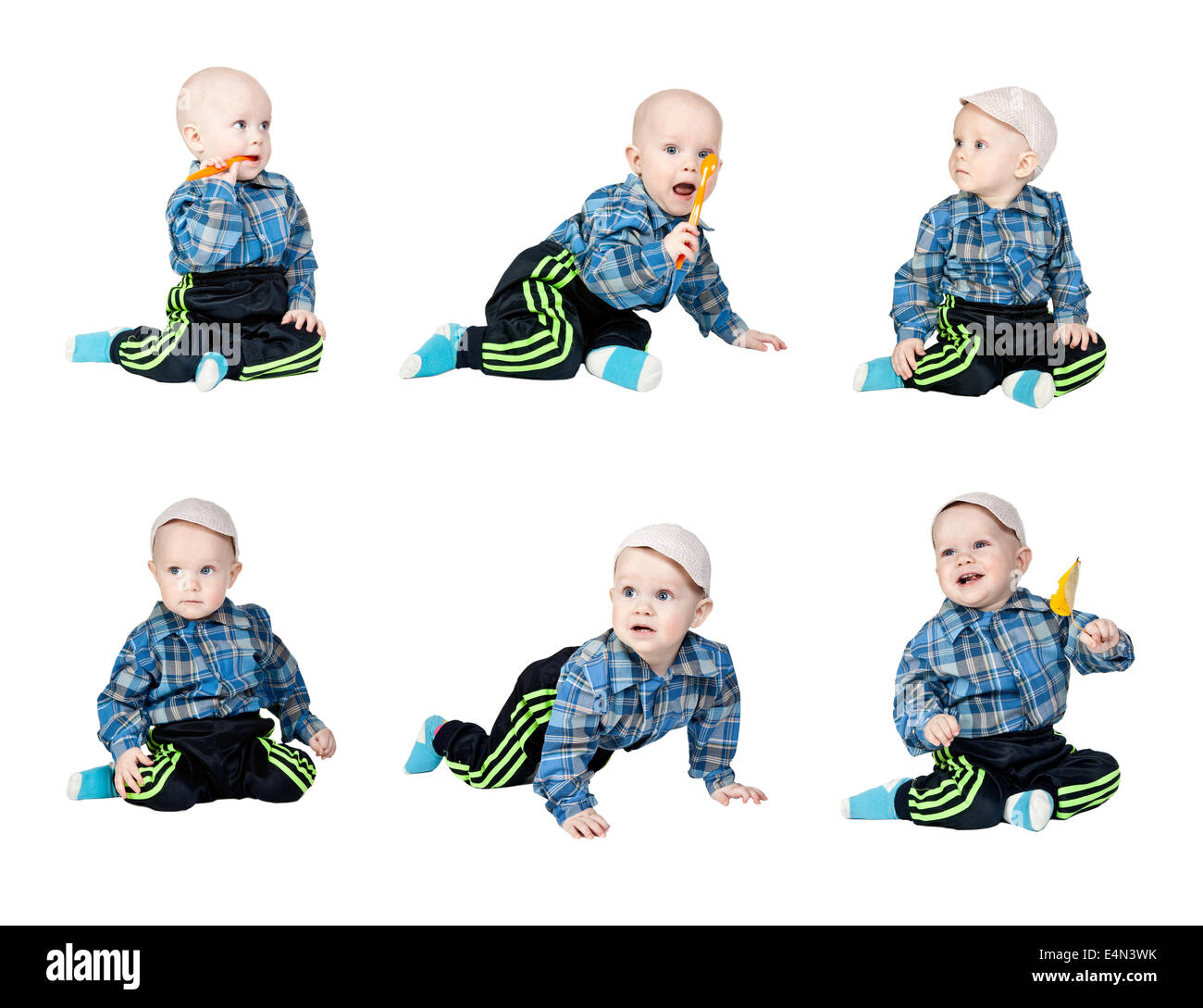 collage a little boy in a plaid dress Stock Photo - Alamy