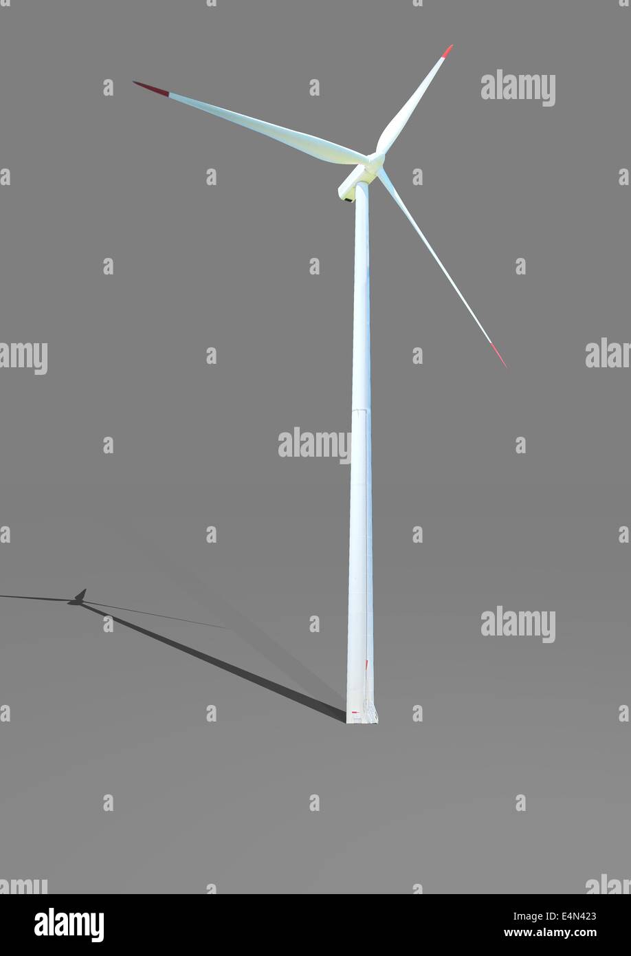 Wind turbine in grey background Stock Photo - Alamy