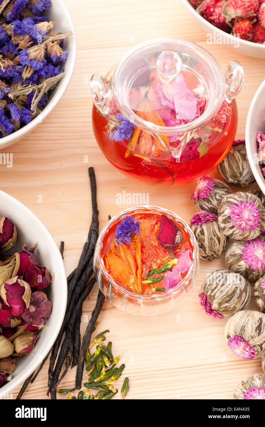 Herbal natural floral tea infusion with dry flower Stock Photo - Alamy