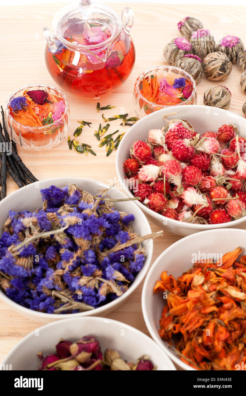 Herbal natural floral tea infusion with dry flower Stock Photo - Alamy