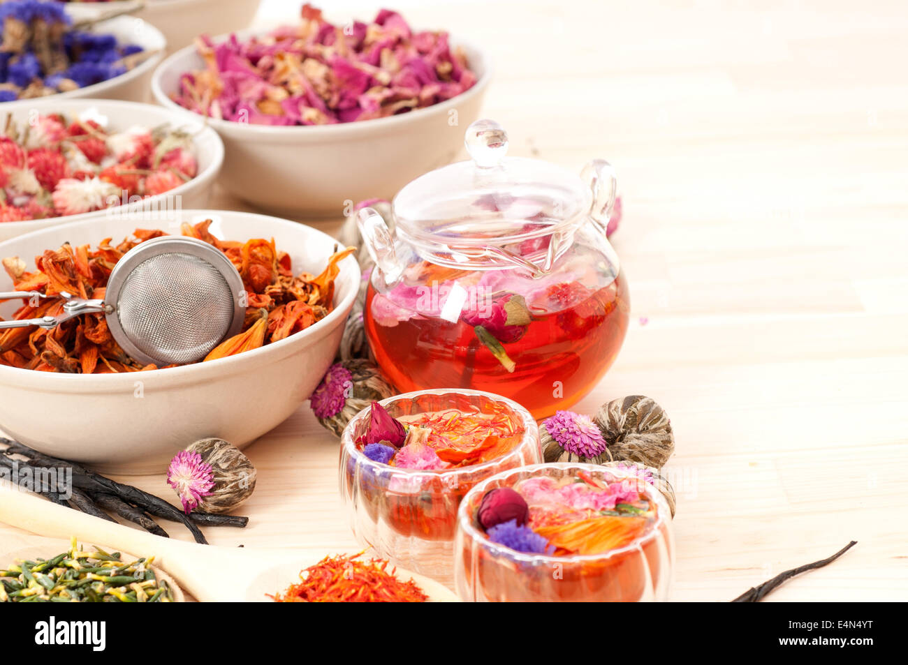 Herbal natural floral tea infusion with dry flower Stock Photo - Alamy