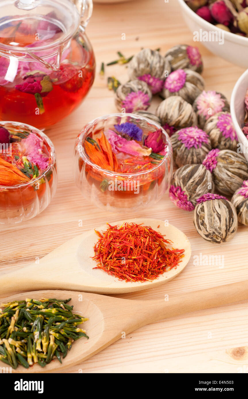 Herbal natural floral tea infusion with dry flower Stock Photo - Alamy