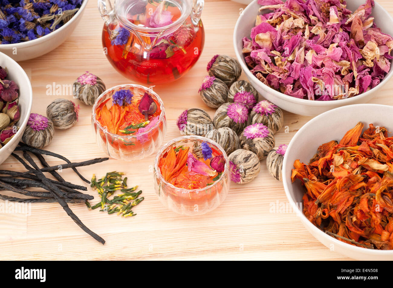 Herbal natural floral tea infusion with Stock Photo - Alamy