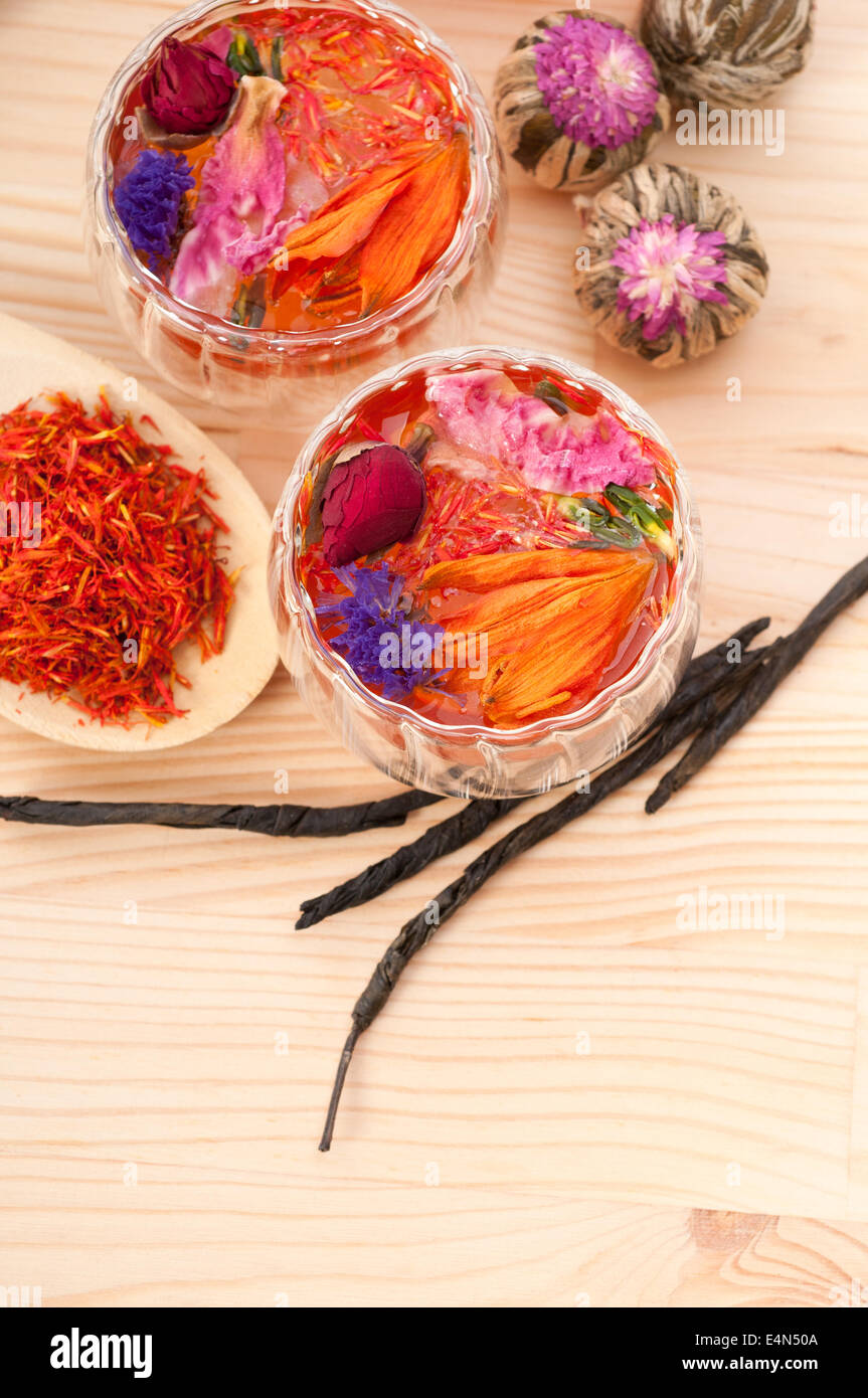 Herbal natural floral tea infusion with dry flower Stock Photo - Alamy