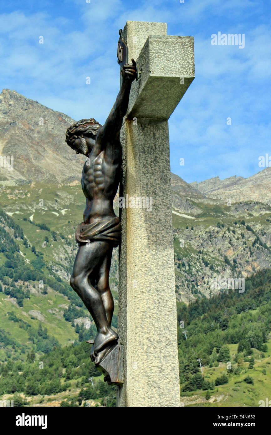 Jesus cross next to the mountain Stock Photo - Alamy