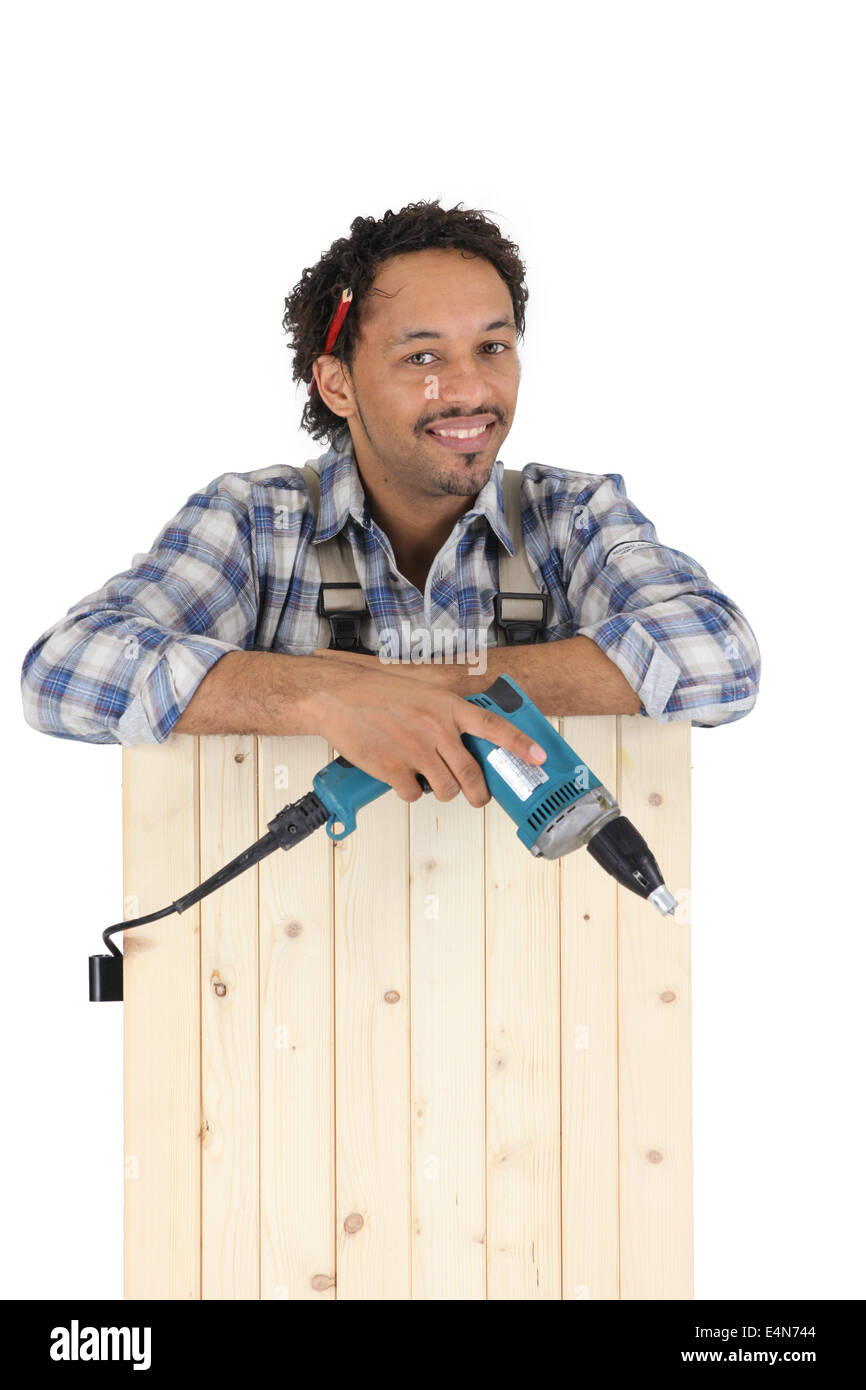 Blue helmet red drill hi-res stock photography and images - Alamy