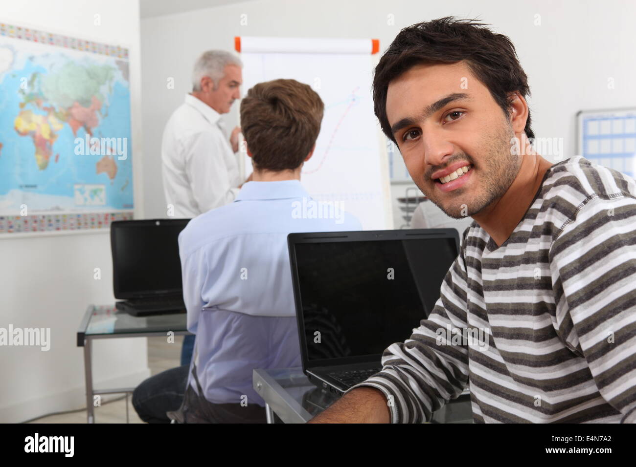Classroom with two students Stock Photo - Alamy