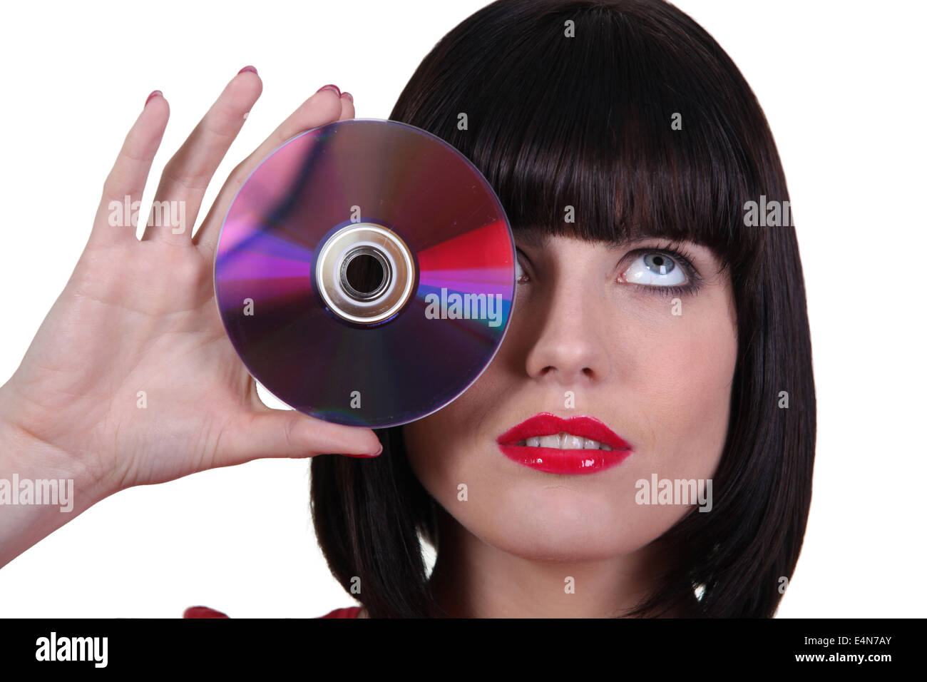 Woman holding CD Stock Photo - Alamy