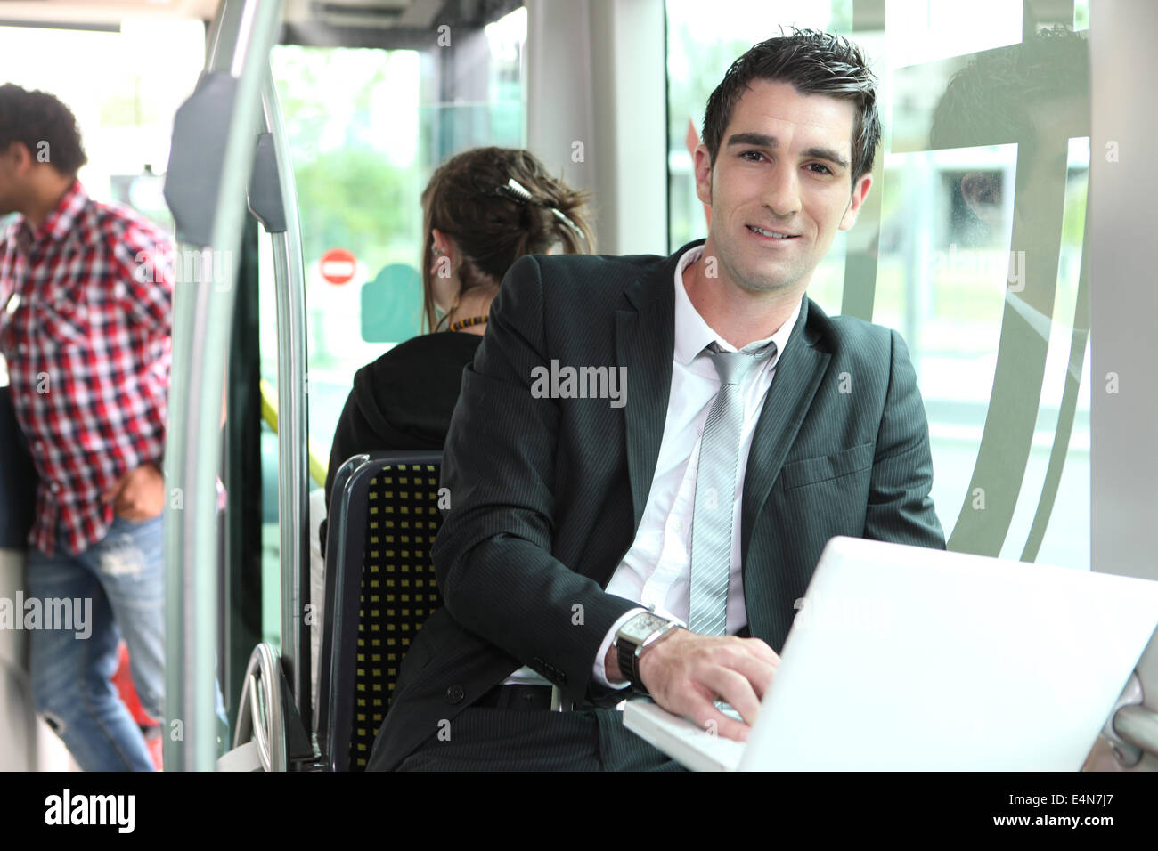 Man working on the bus Stock Photo - Alamy