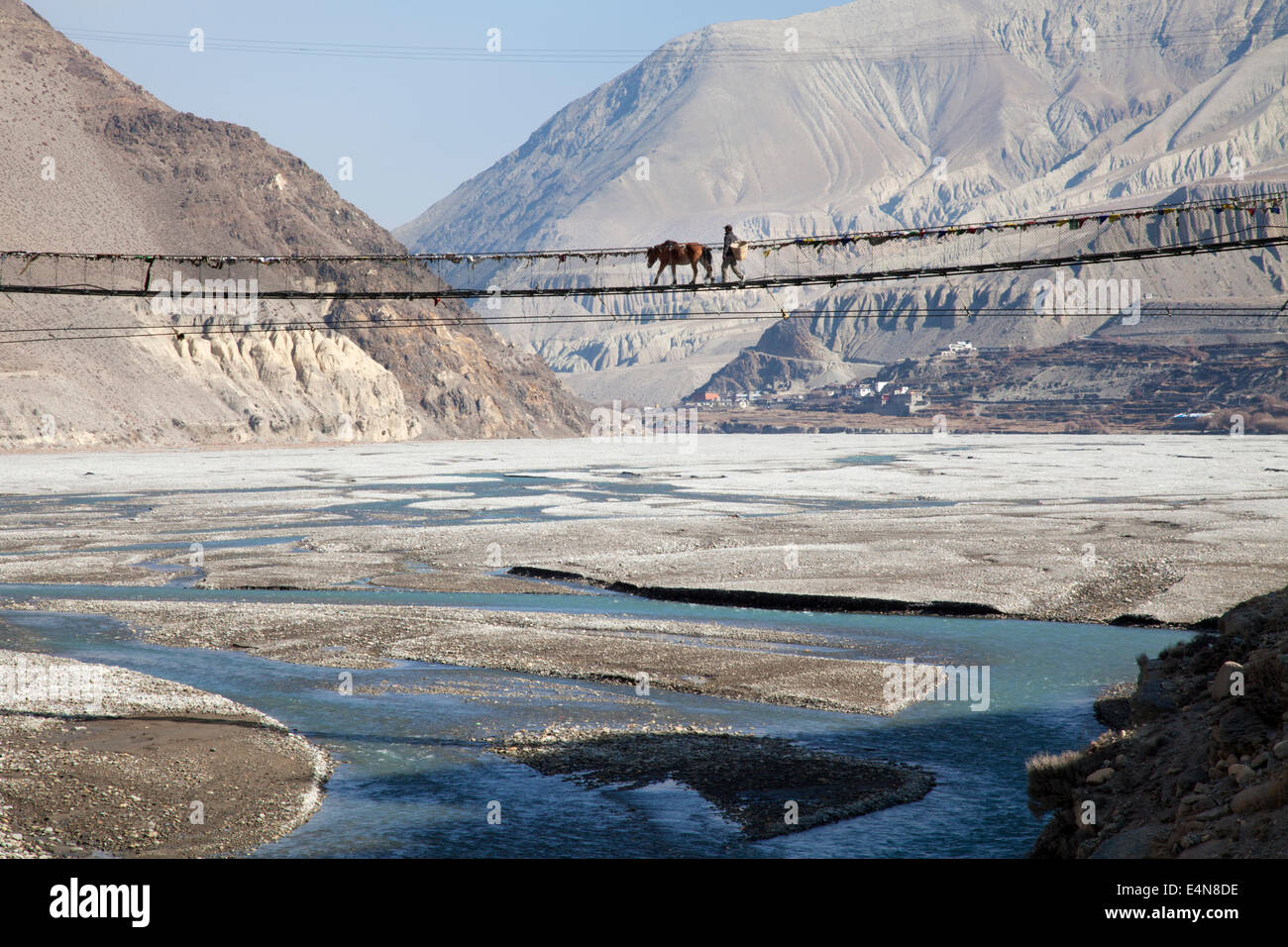 Bridge on the Jomsom to Kagbeni Trek, Mustang District, Annapurna ...