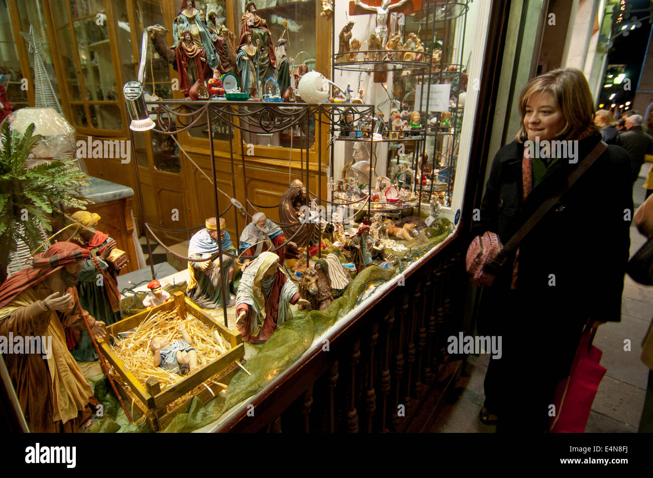 Christmas figures and ornaments . Barcelona. Catalonia. Spain Stock ...