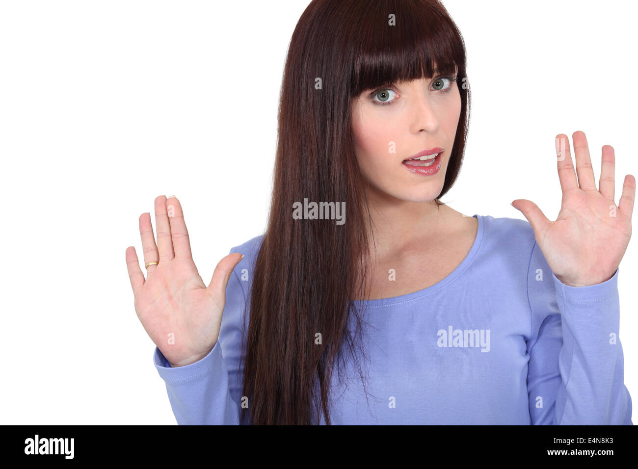 Women with a gesture of explanation Stock Photo - Alamy