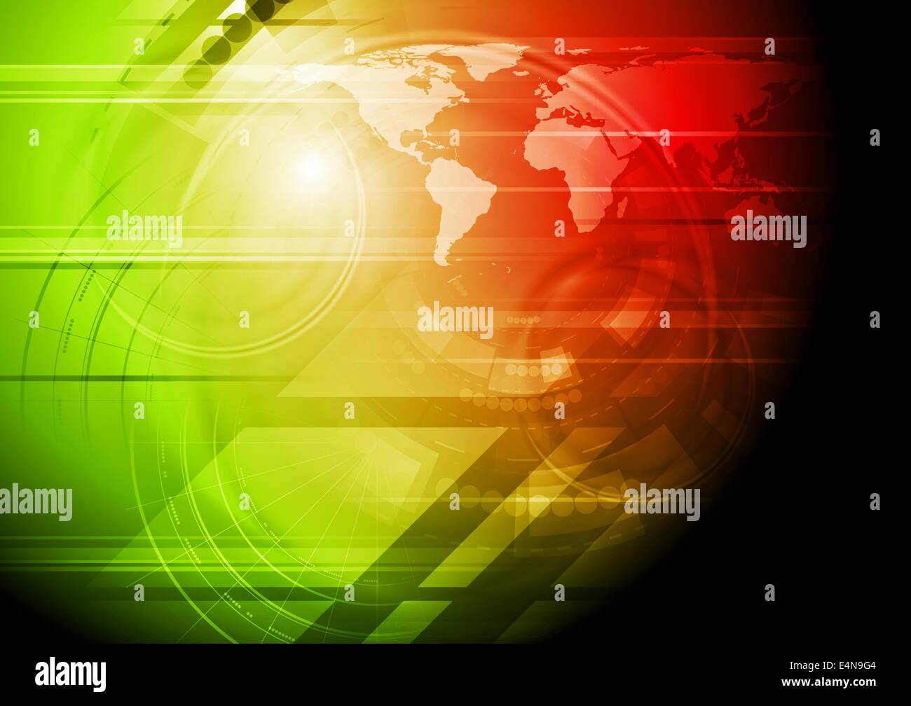 Abstract hi-tech design with world map Stock Photo - Alamy