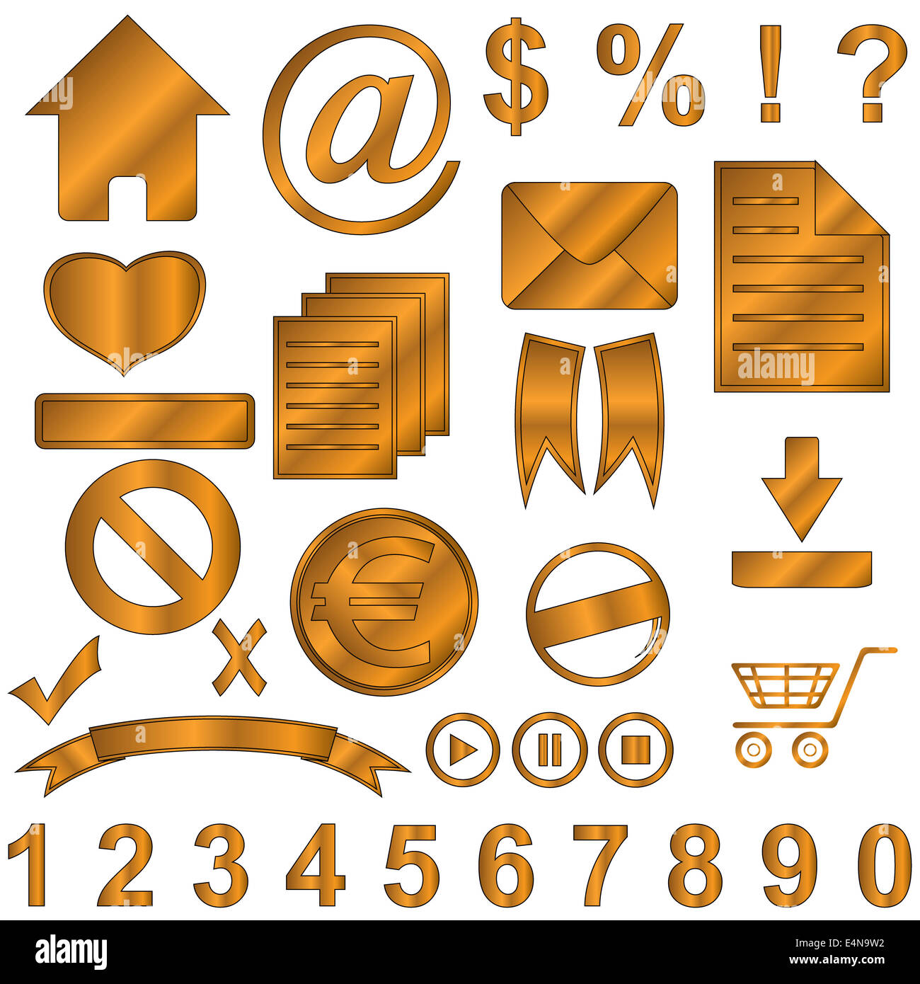 Gold icon set Stock Photo - Alamy
