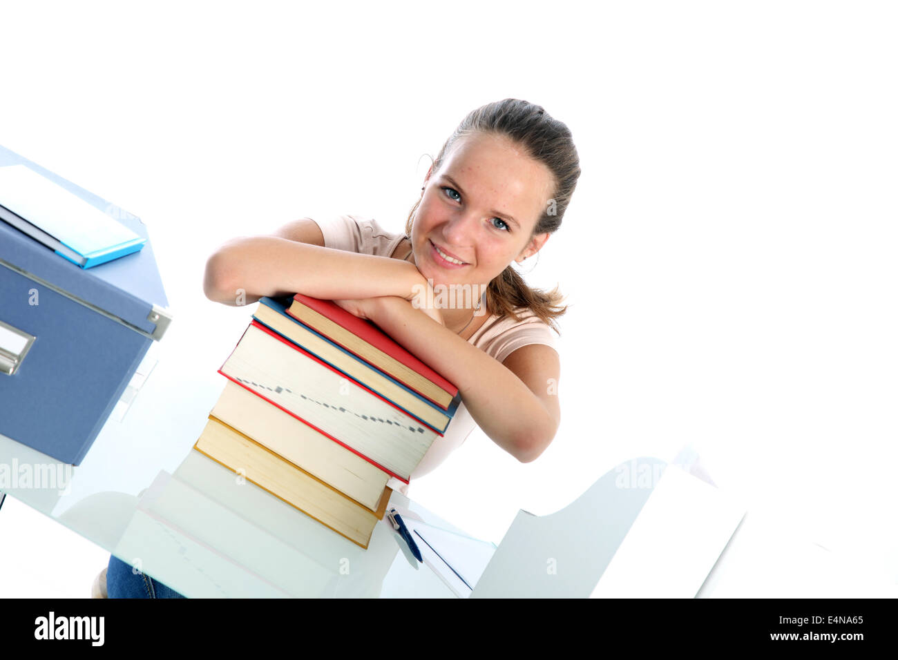 Confident student with textbooks Stock Photo - Alamy
