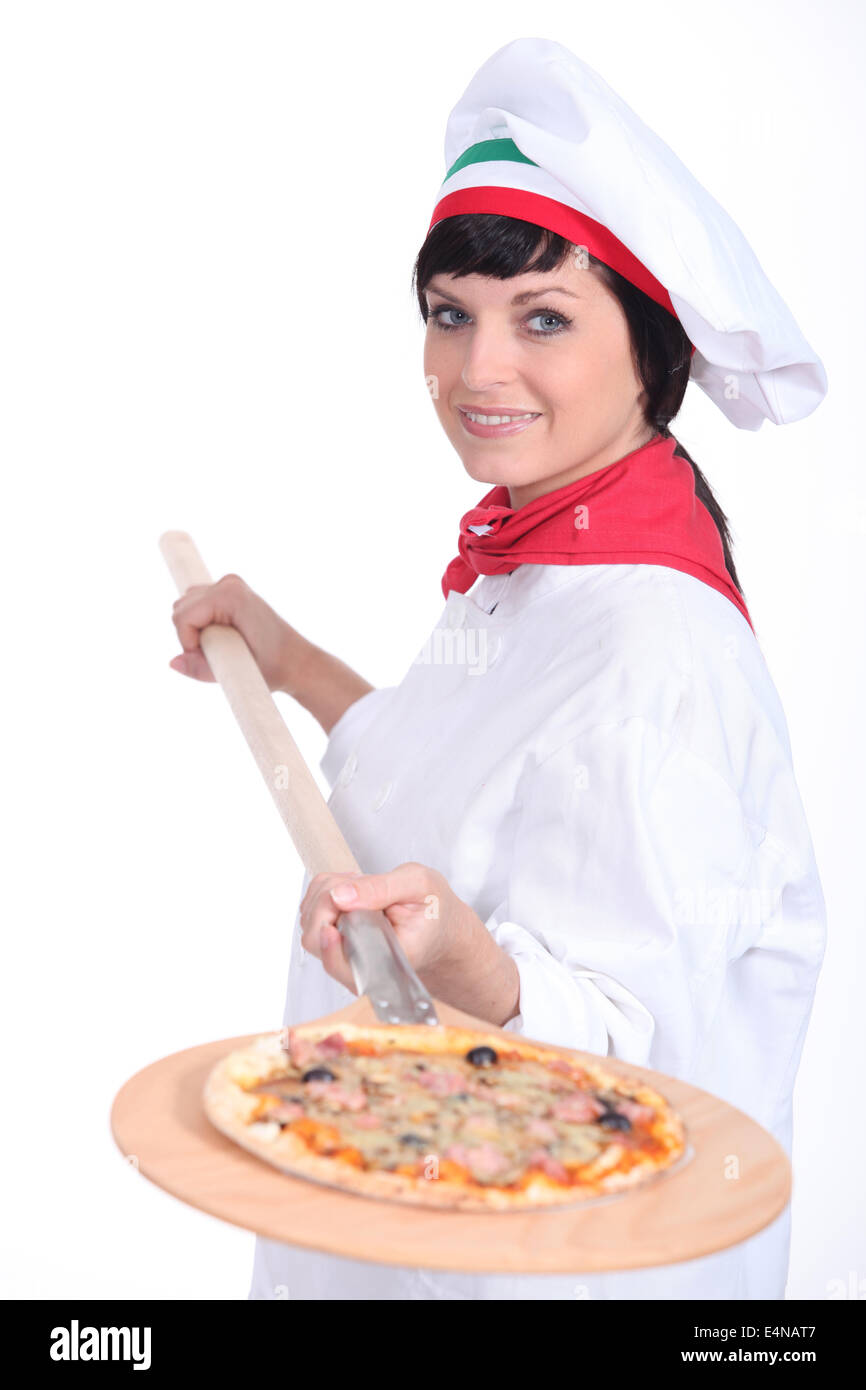 Italian chef making pizza Stock Photo - Alamy