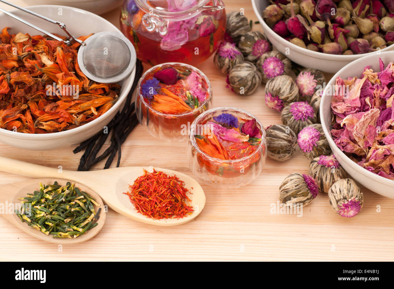 Herbal natural floral tea infusion with dry flower Stock Photo - Alamy