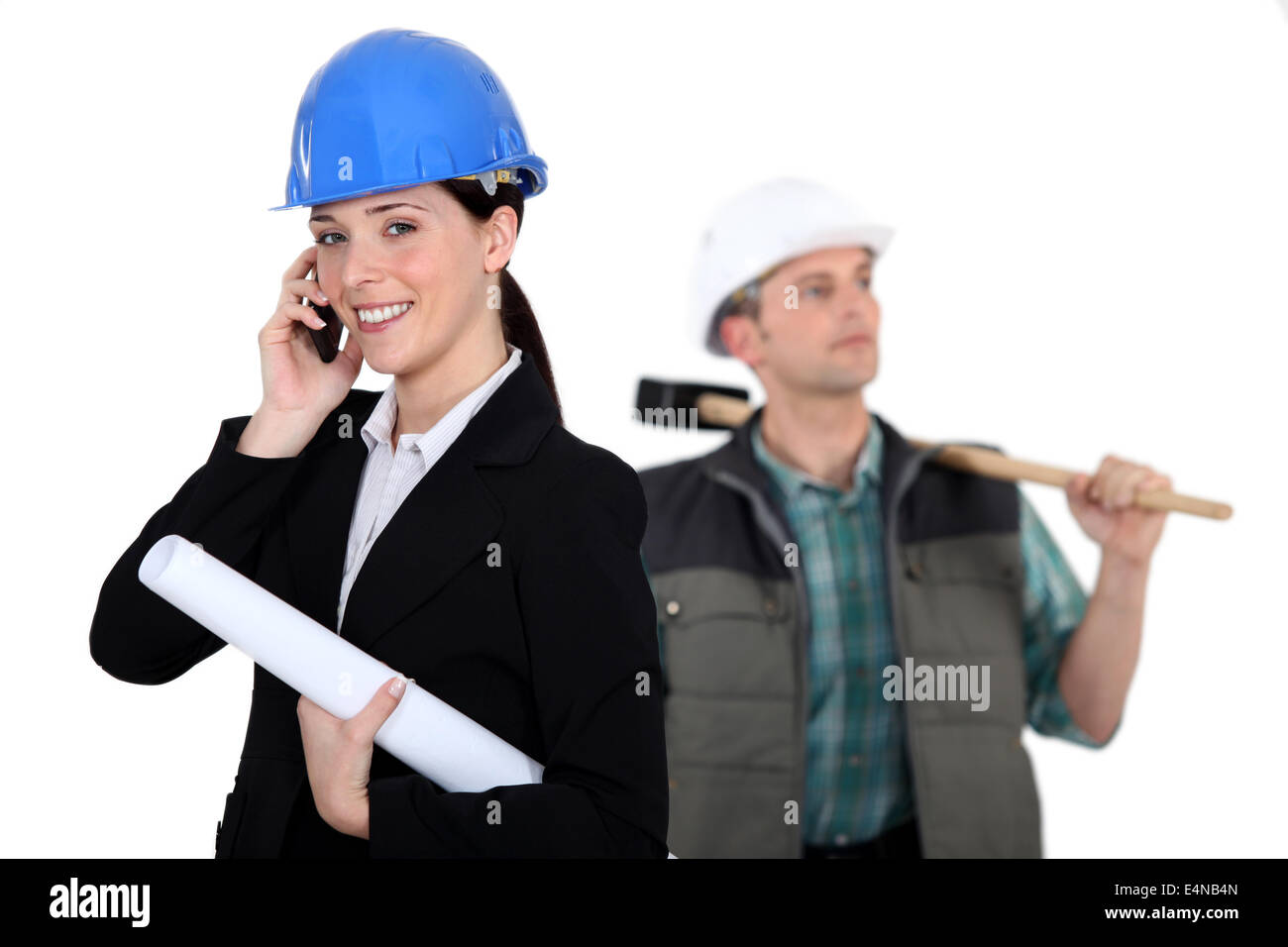 portrait of female architect making a call Stock Photo - Alamy