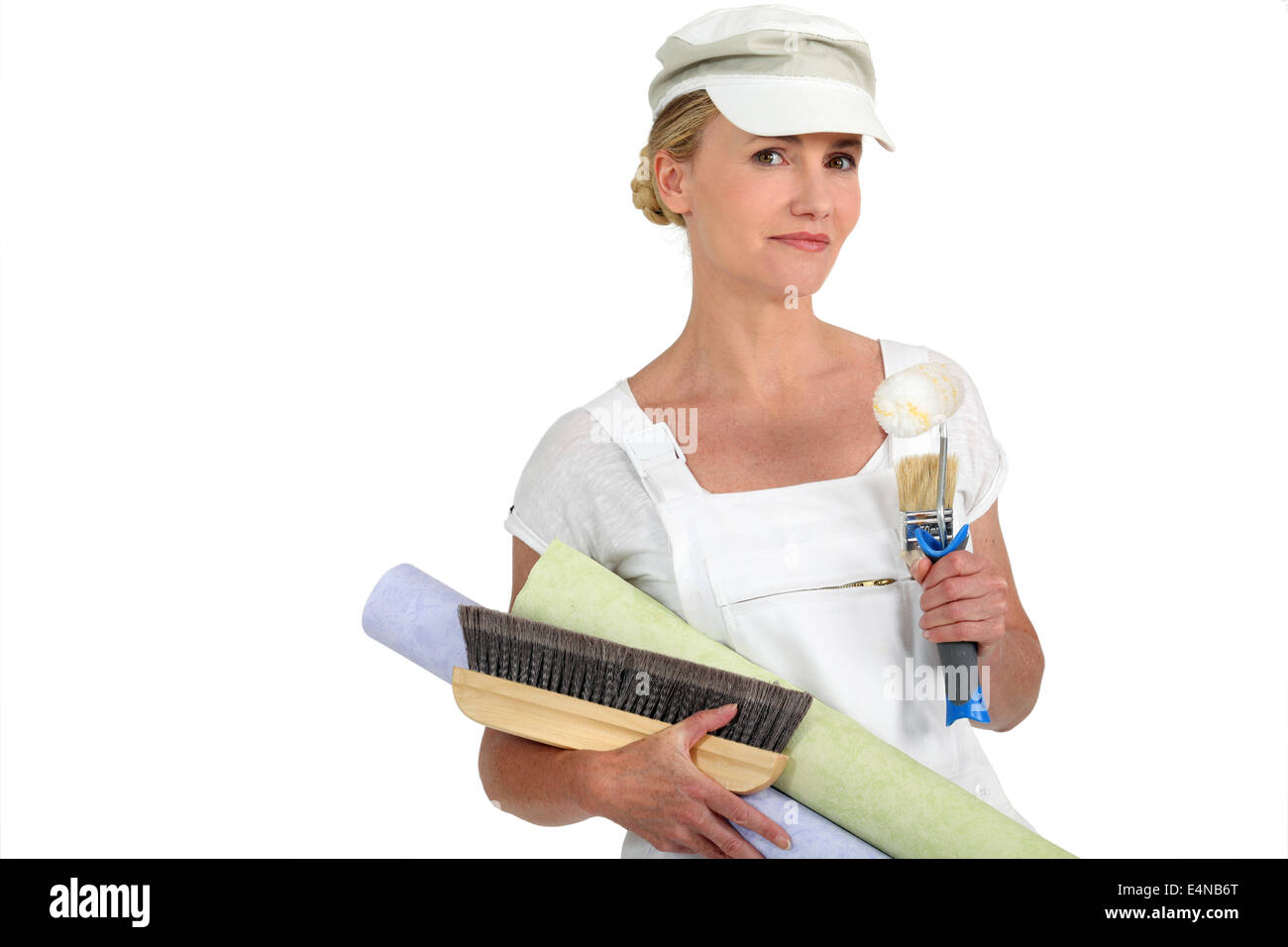 Woman rolls of wallpaper hi-res stock photography and images - Alamy