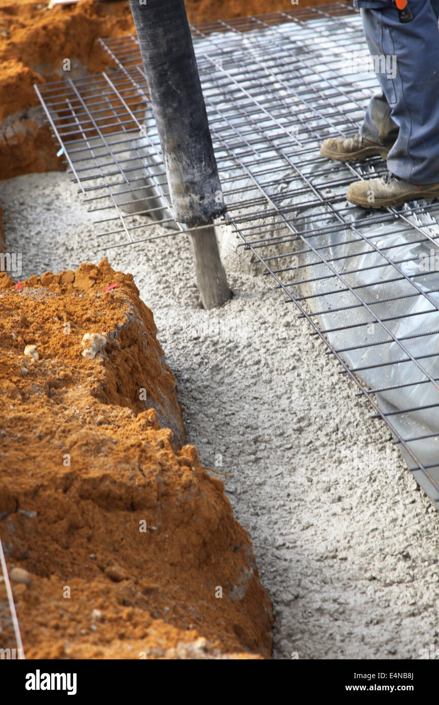 Pouring the foundation of a new home Stock Photo - Alamy