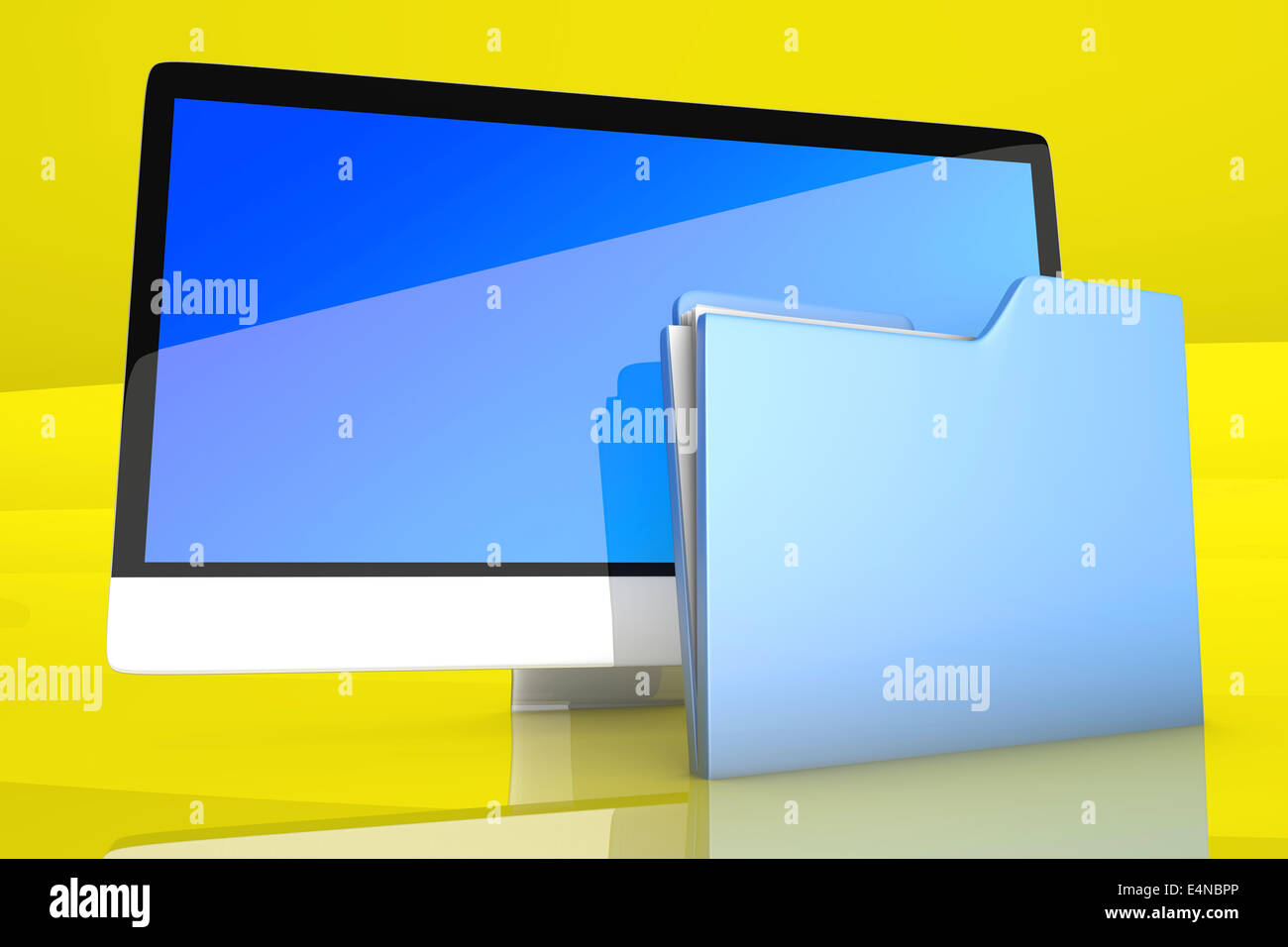A modern all in one computer with a data folder Stock Photo - Alamy