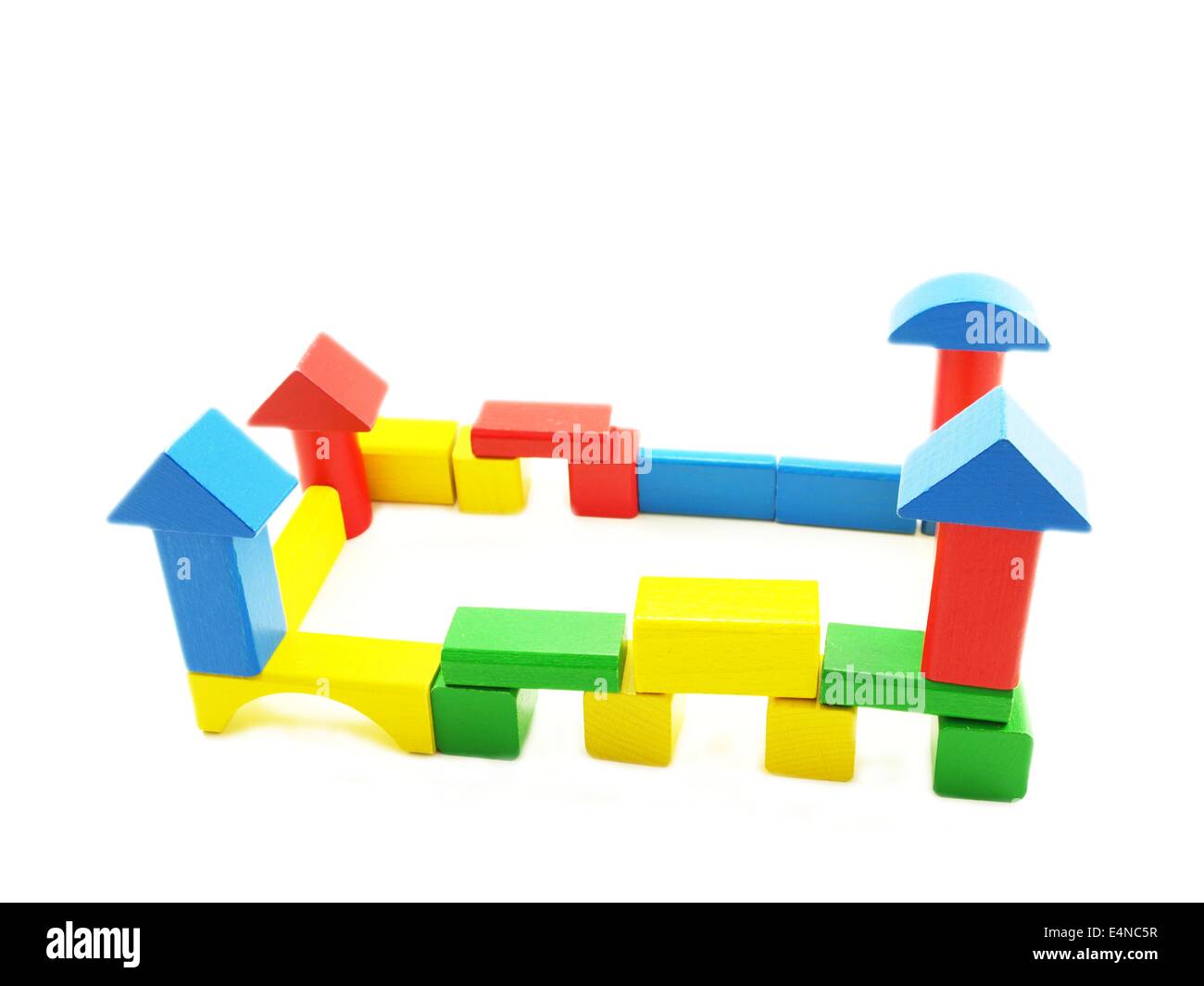 Colored wooden brick castle Stock Photo - Alamy