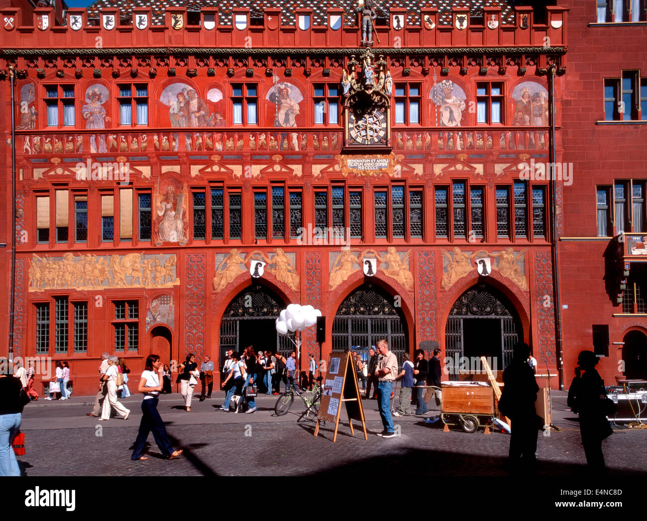Basel (Bale) Switzerland. 16thC Town Hall (Rathaus) Marktplazt (Market ...