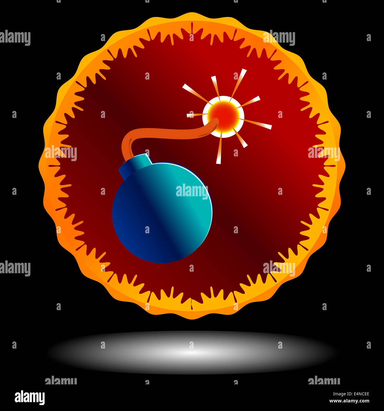 Dark blue bomb burning Stock Photo - Alamy