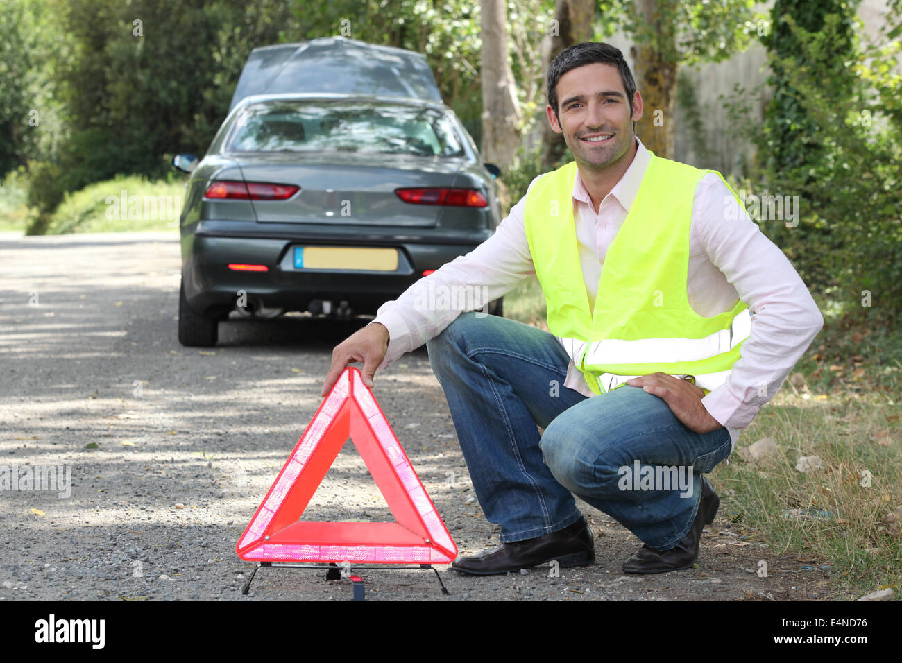 Hazard triangle motorway hi-res stock photography and images - Alamy