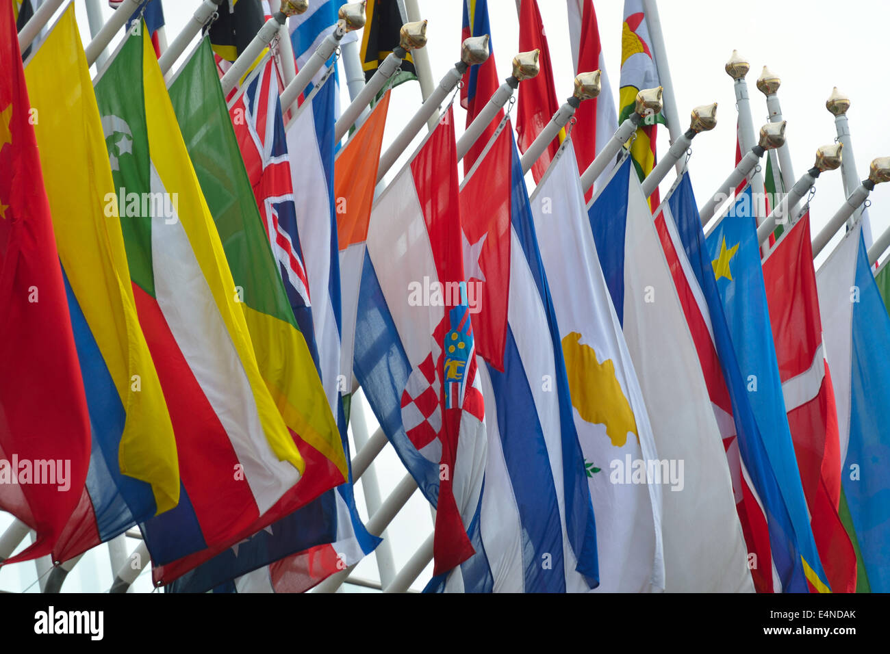 Fluttering colorful national flags hi-res stock photography and images ...