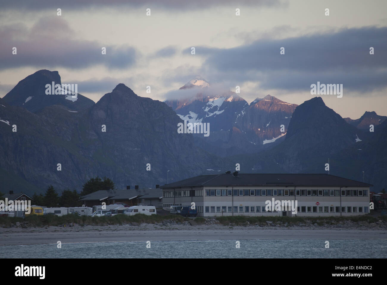 Campsite midsummer night, Ramberg, Norway Stock Photo - Alamy