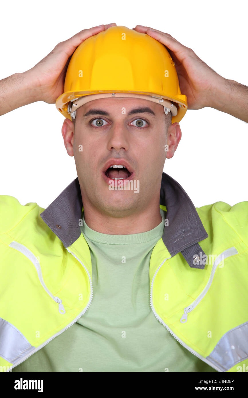 A construction worker who made a mistake Stock Photo - Alamy